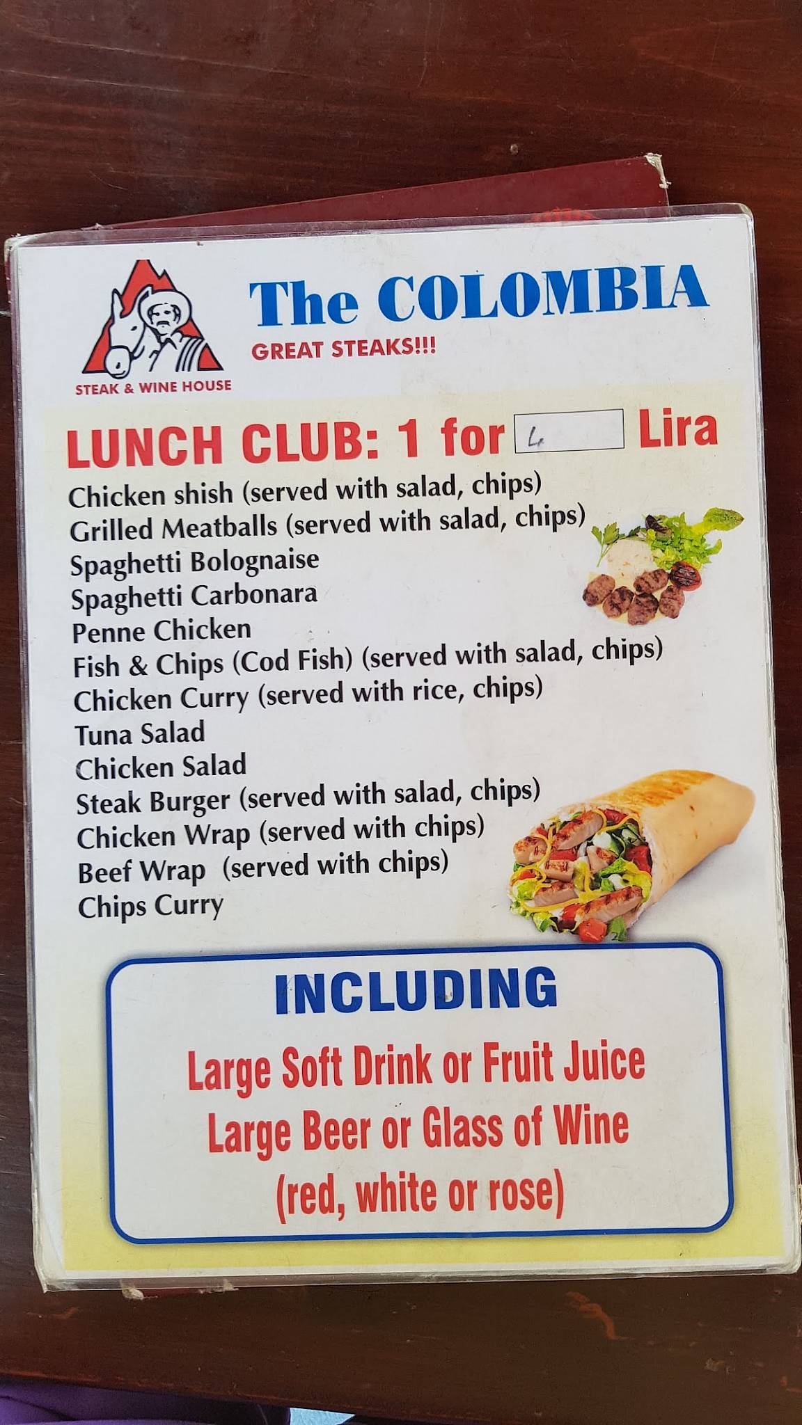Menu at The Colombia Restoran Steak House, Bodrum