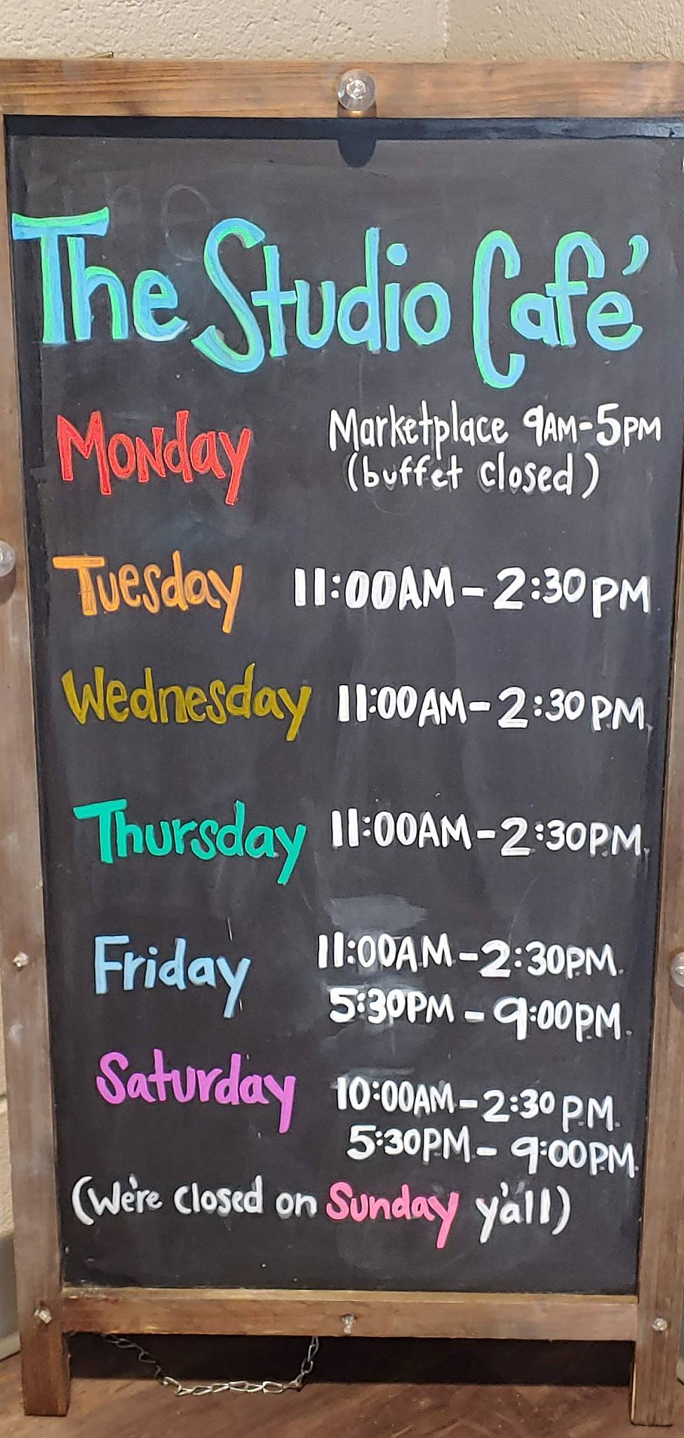 Menu at The Studio Cafe Operated by Hanna Brothers, Fayetteville, 461 ...
