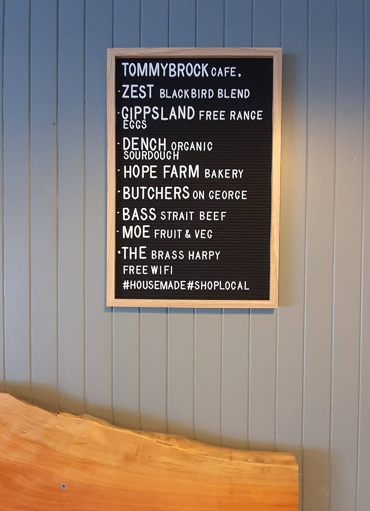 Menu at Tommy Brock Cafe, Moe