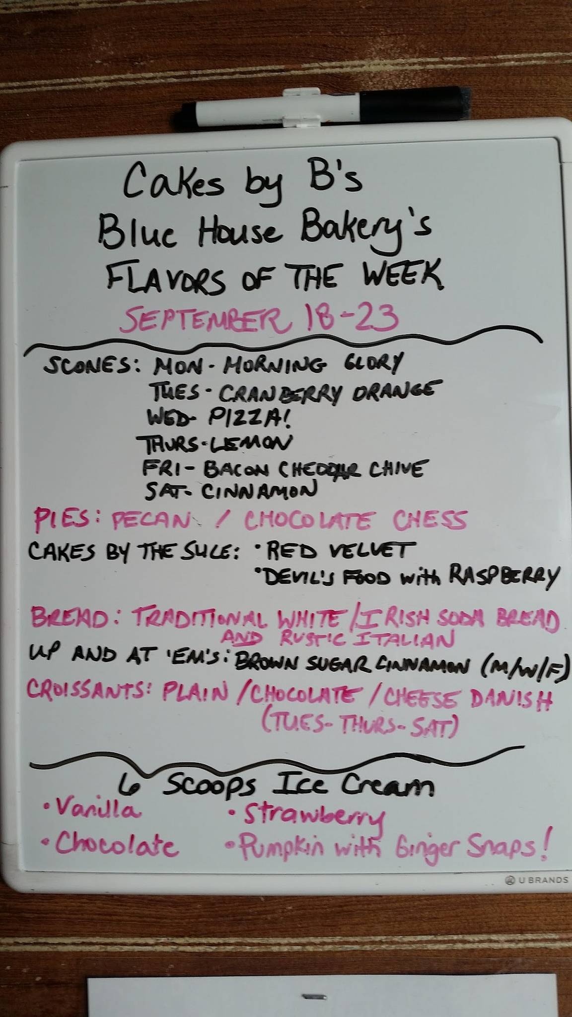 Menu at Cakes by B's Blue House Bakery, Jamestown