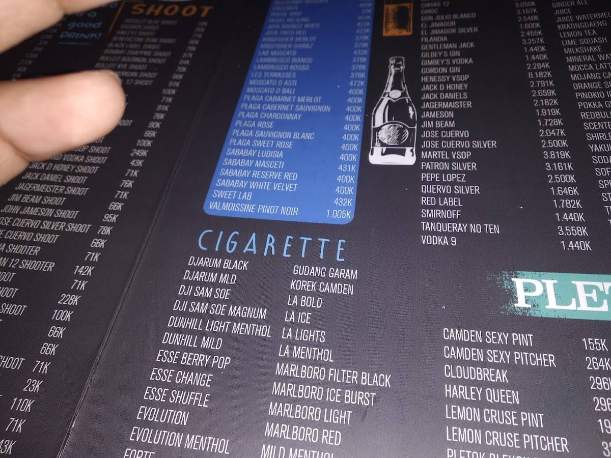 Menu at Camden Bar, Jakarta, Jl. Cikini 2 No.1