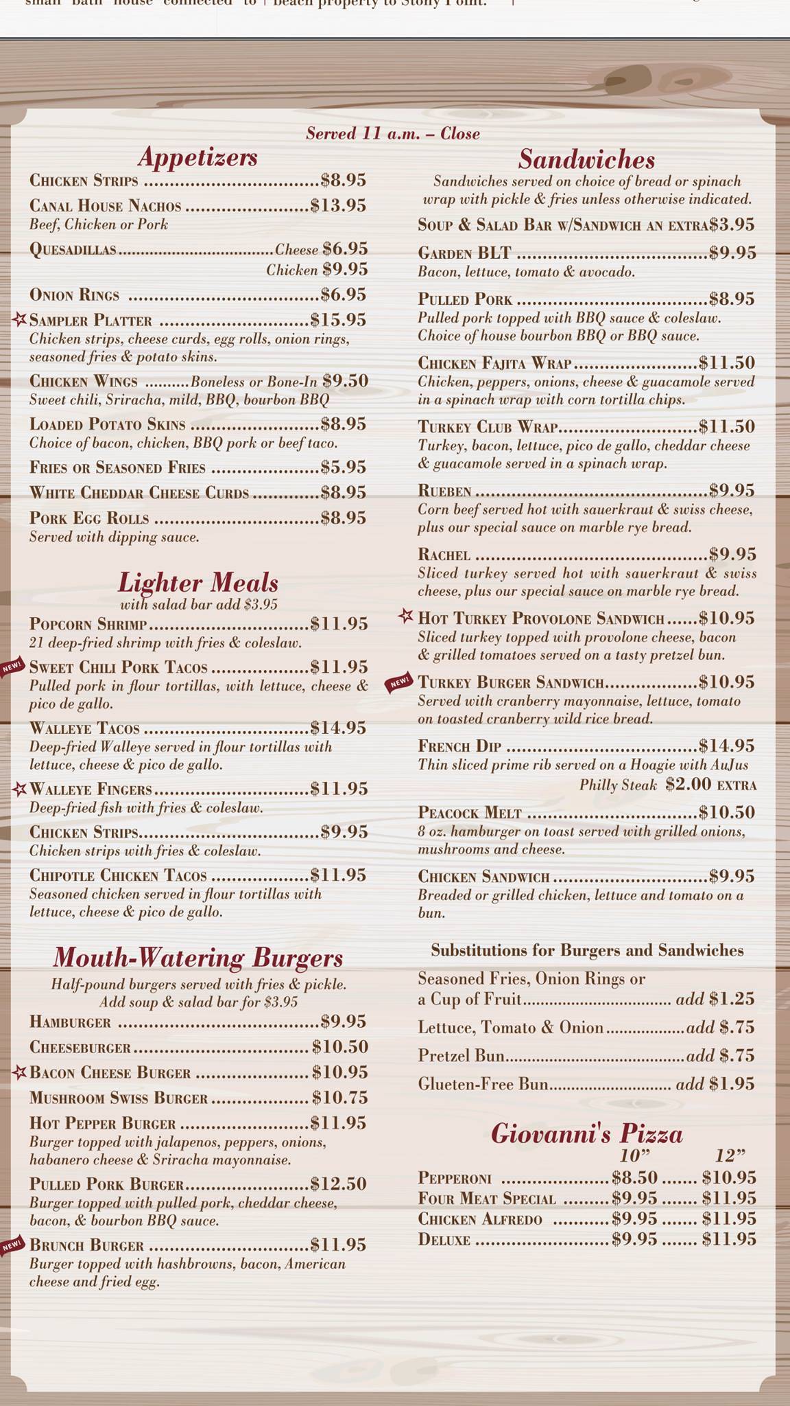 Menu at Canal House Restaurant, Cass Lake