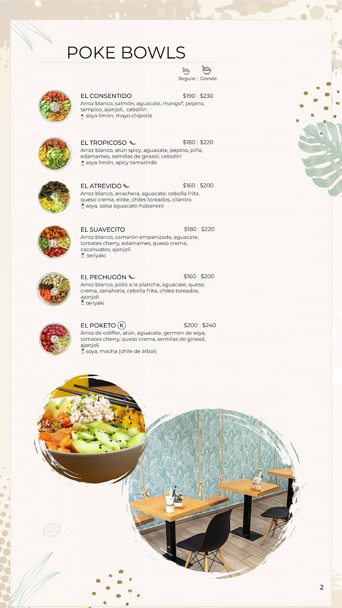Menu at Poke sí! restaurant, Cancún