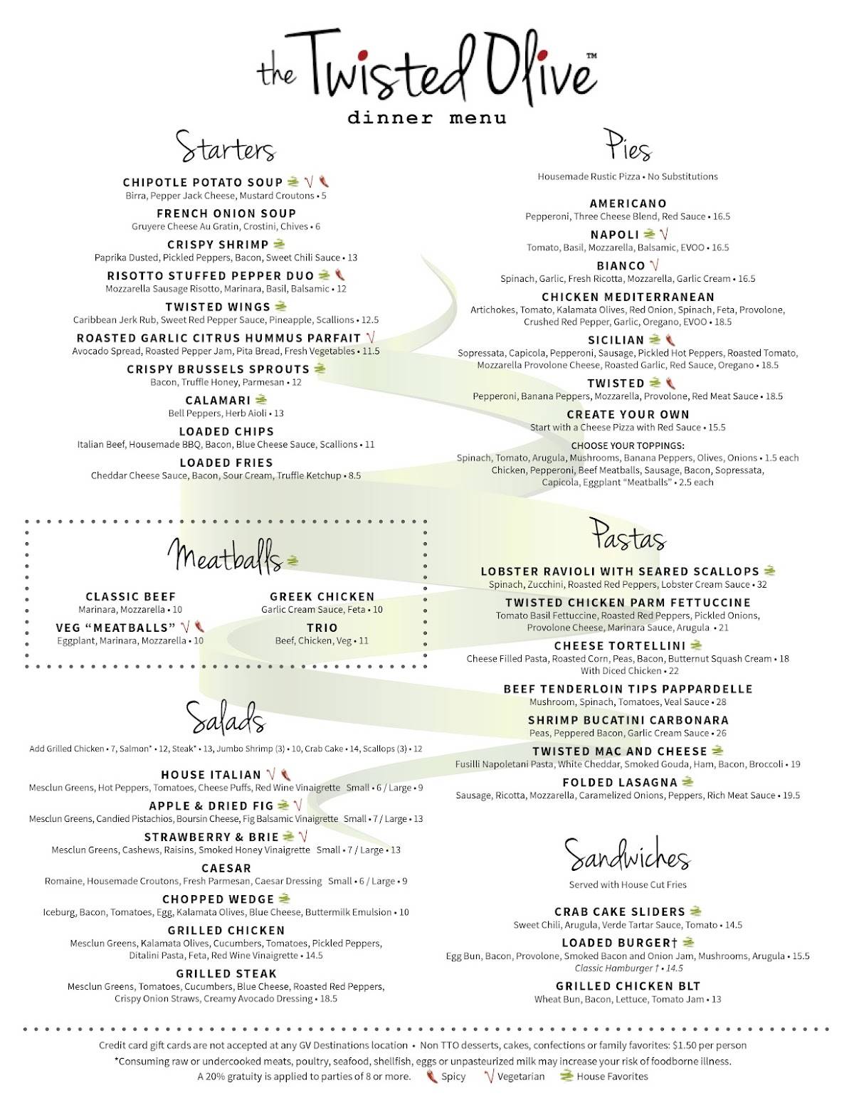 Menu at The Twisted Olive pub & bar, Green