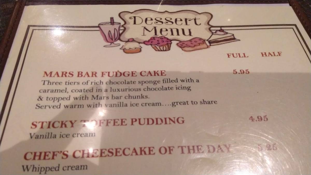 Menu at Carrigan's Blantyre restaurant, Glasgow