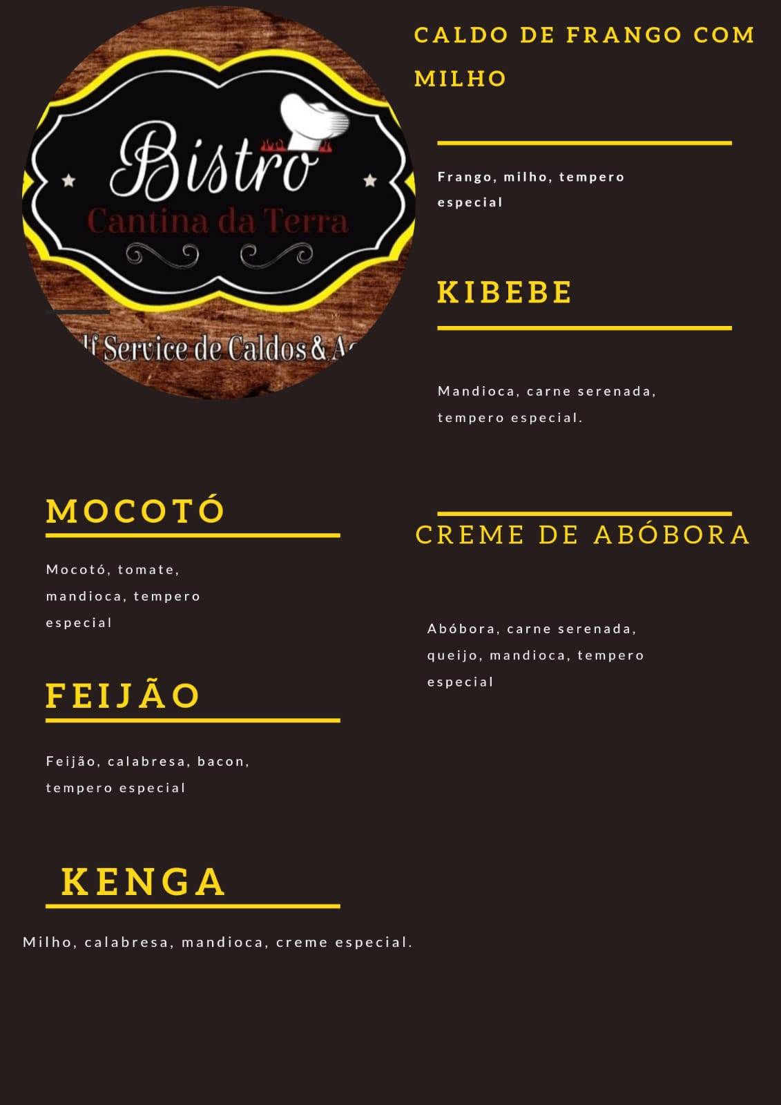 Menu em Casa De Caldos Bistrô Cantina da Terra restaurante, Trindade