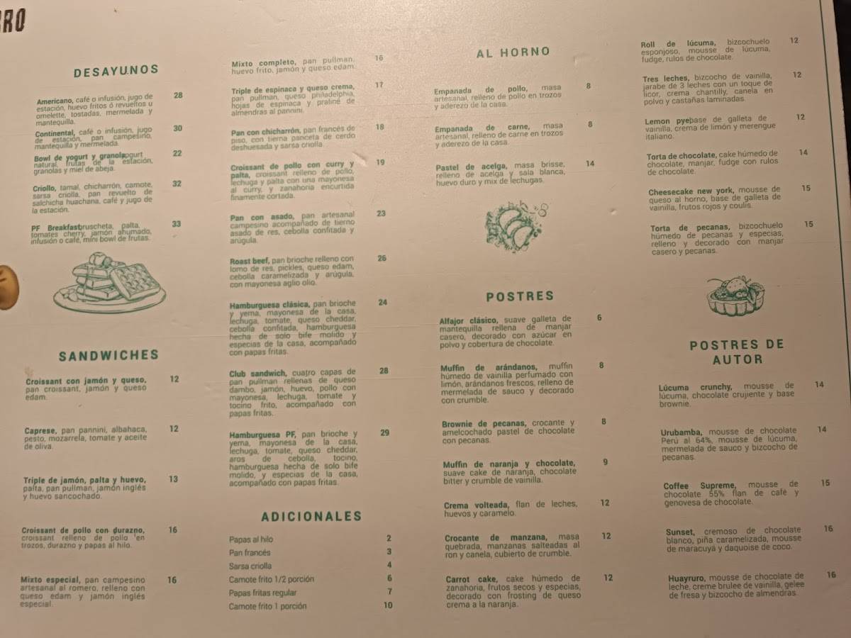 Menu at Casa Tambo Restaurant, Lima