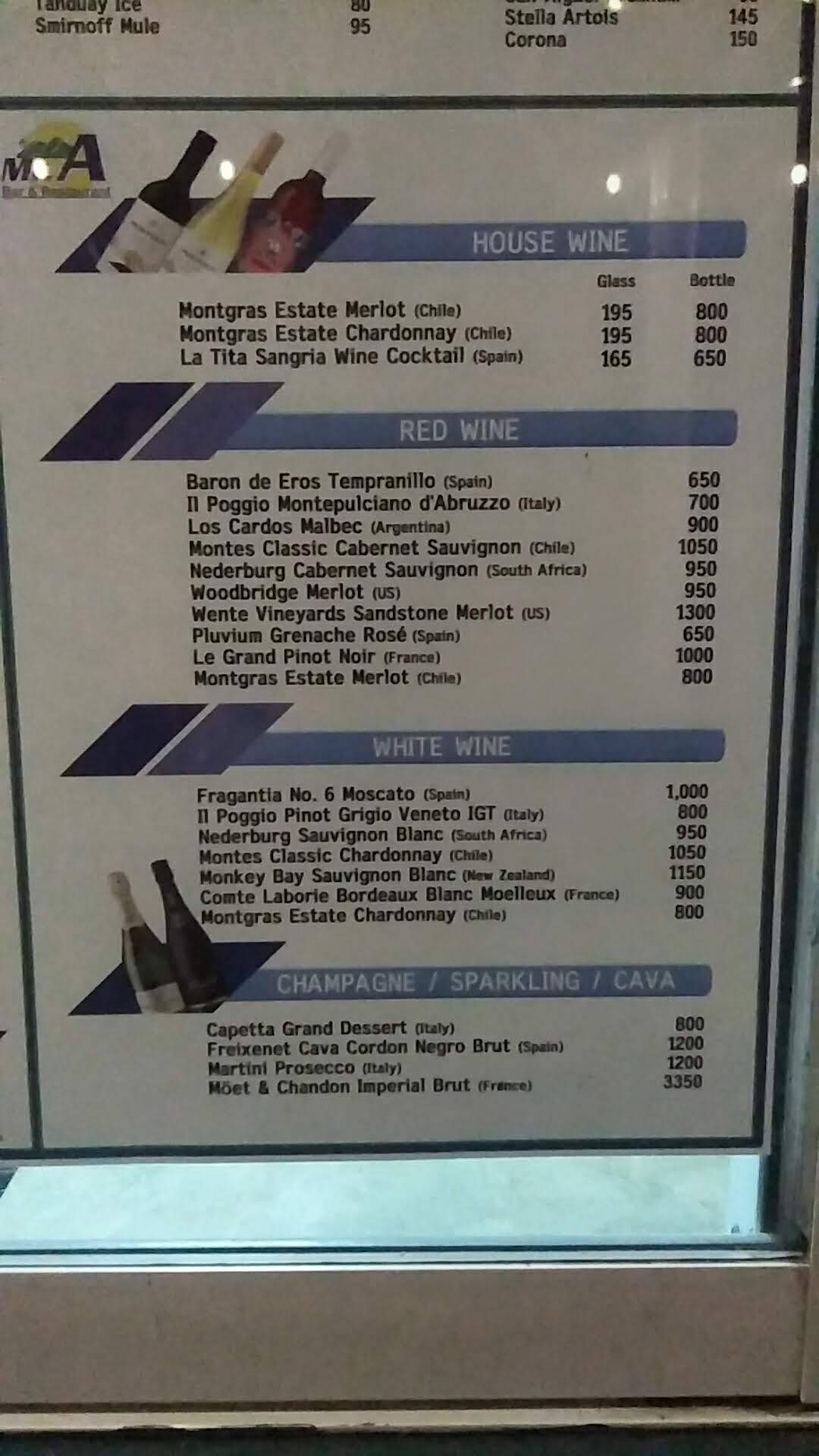 Menu at Mr. A Bar & Restaurant, Cebu City