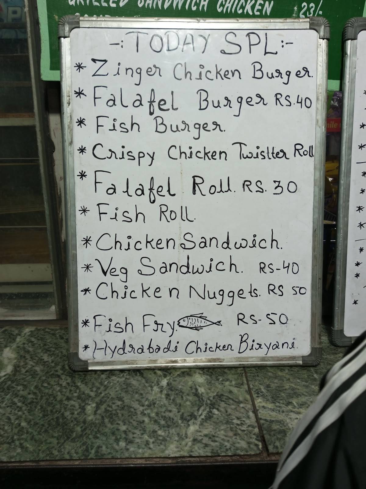 Menu at Central Canteen Of Jamia, New Delhi