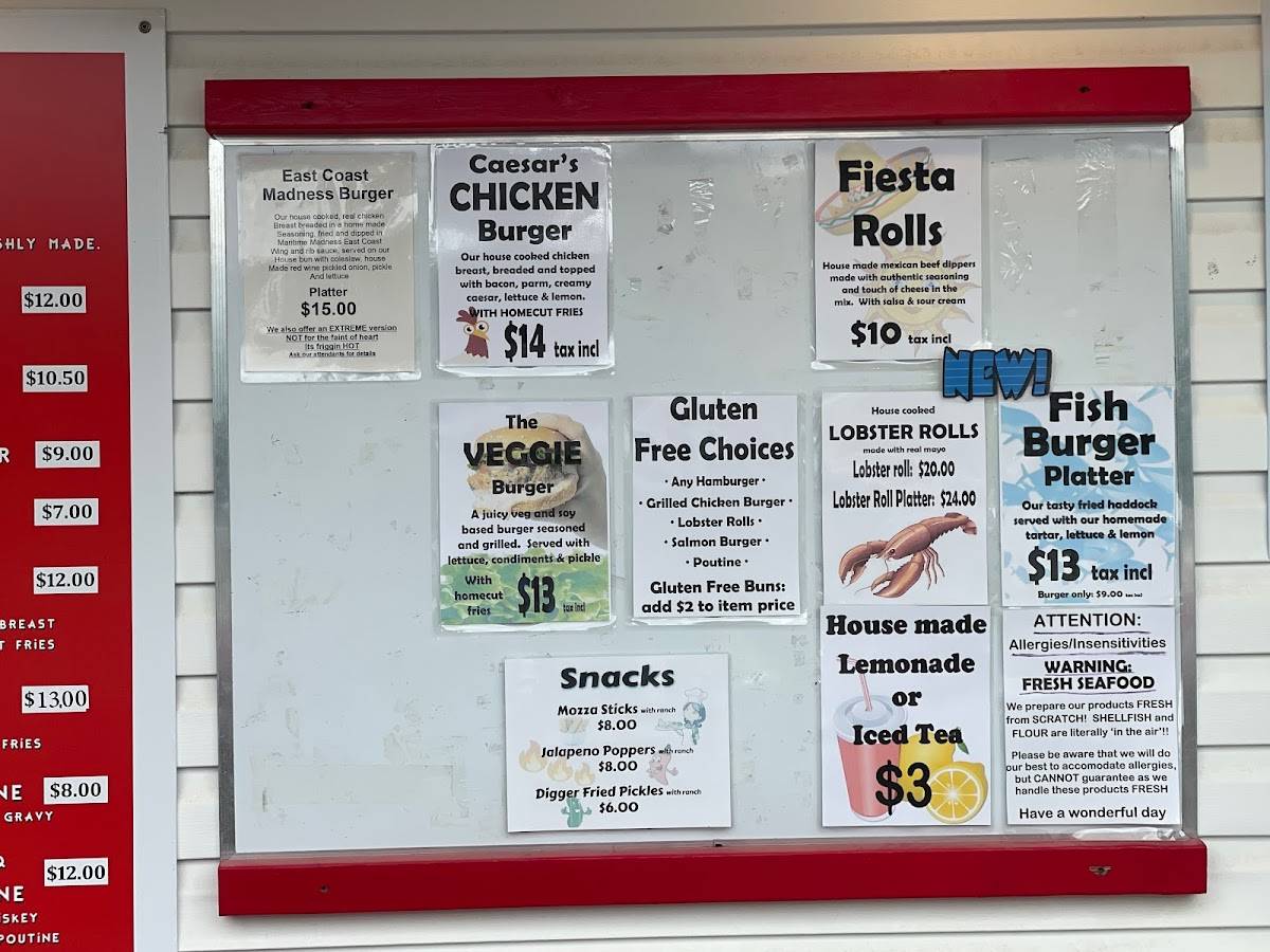 Menu at The Clam Digger restaurant, Chamcook, NB-127