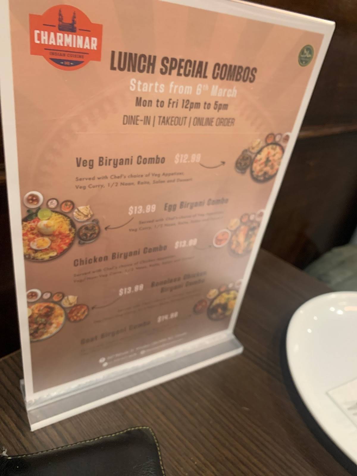 Menu au Charminar Indian Cuisine Windsor restaurant, Windsor