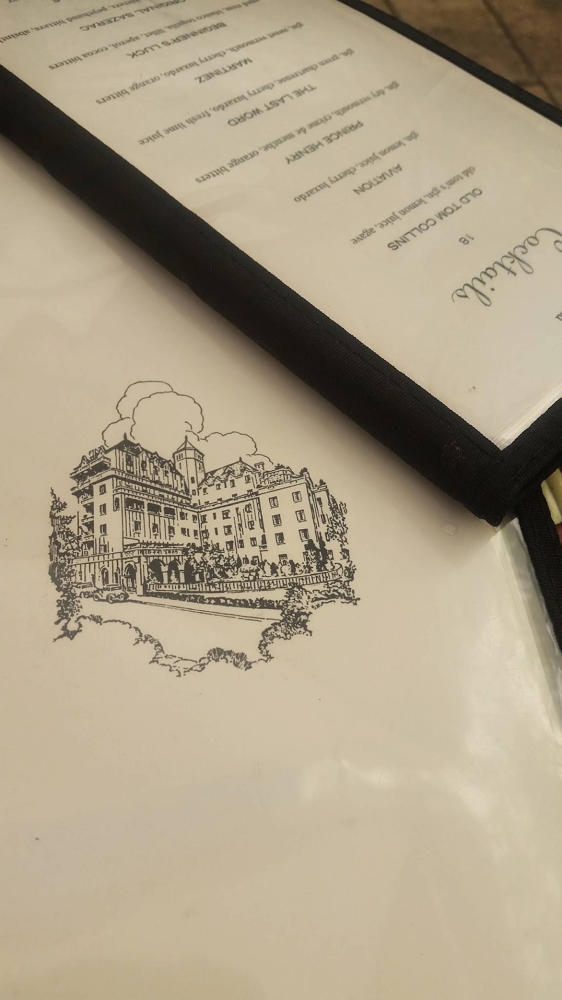Menu at Chateau Marmont restaurant, Los Angeles, Sunset Blvd