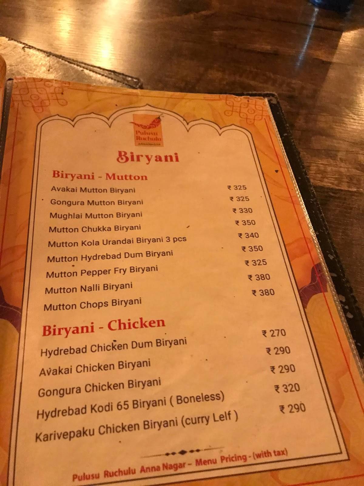 Menu at Pulusu Ruchulu - Anna Nagar East, Chennai, 7