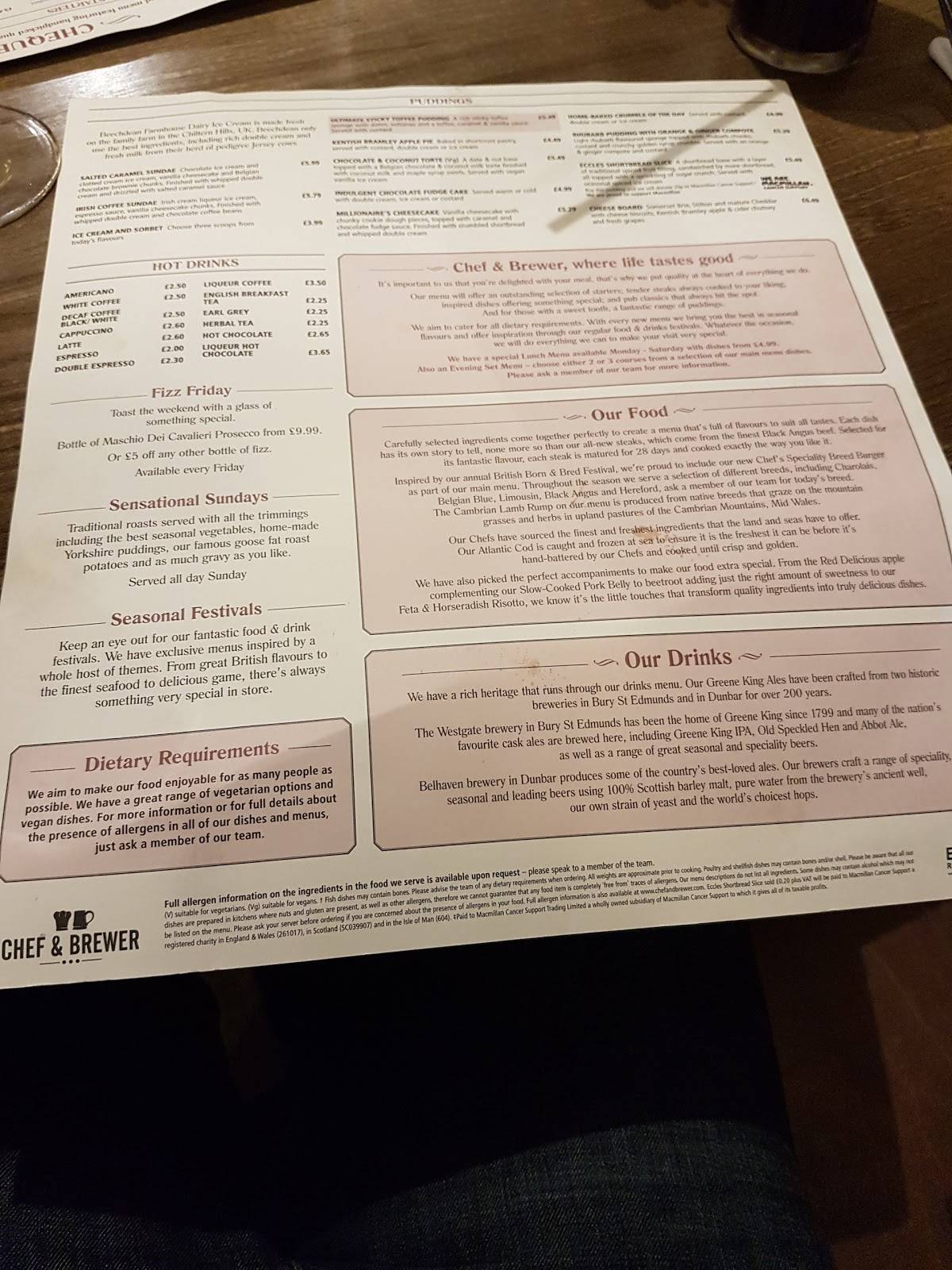 Menu at Chequers Inn pub & bar, St Albans, St Albans Rd
