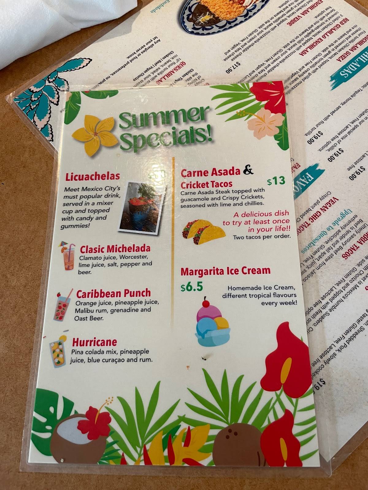 Menu at Chile & Agave Mexican Grill restaurant, St. Catharines