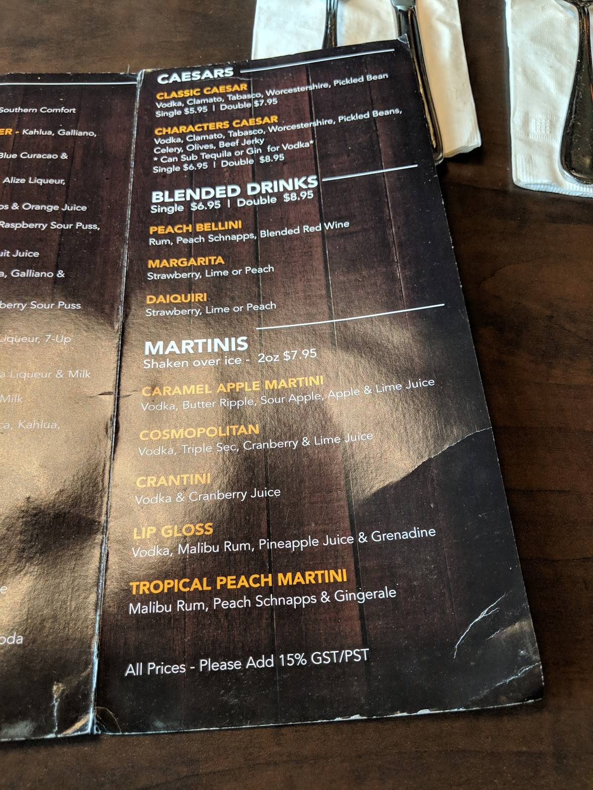 Menu at Jimmy J'S Grill restaurant, Chilliwack