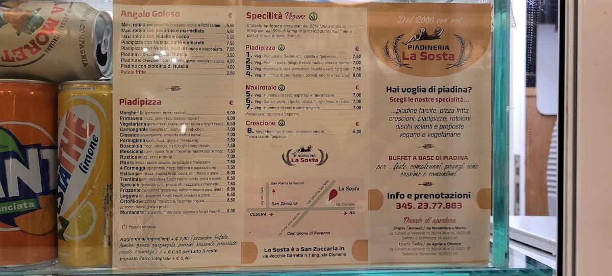 Menu da Chiosco Piadineria "La Sosta" ristorante, Campiano