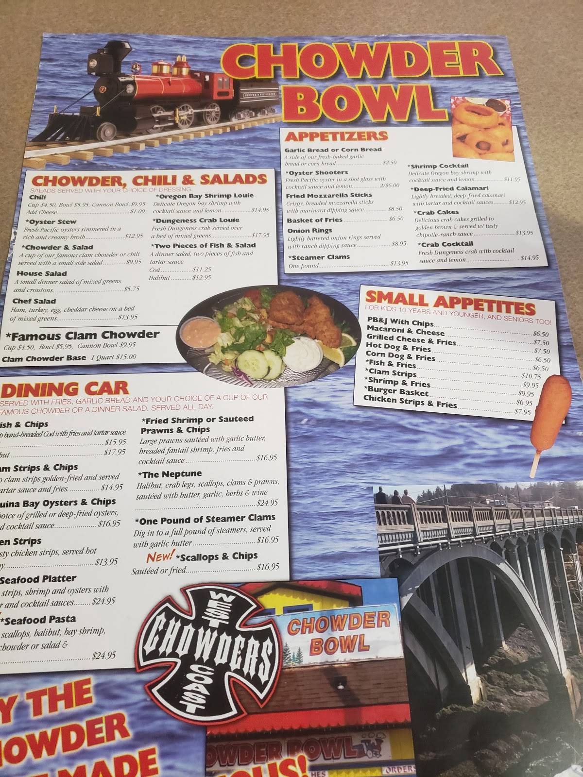 Menu at Chowder Bowl restaurant, Depoe Bay