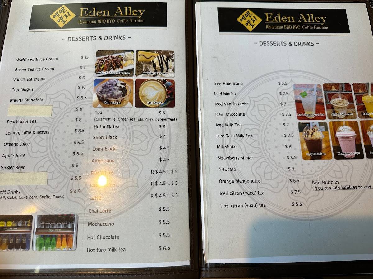 Menu at Eden Alley 2 Korean Restaurant and Café, Christchurch