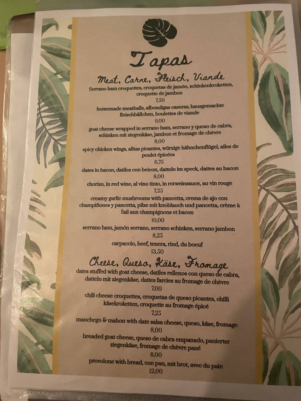 Menu at Churchill’s pub & bar, Cala D'or