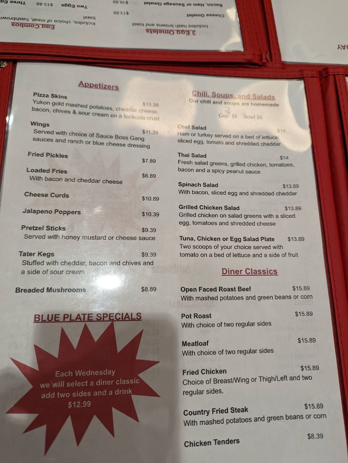 Menu at Hathaway's Diner cafe, Cincinnati