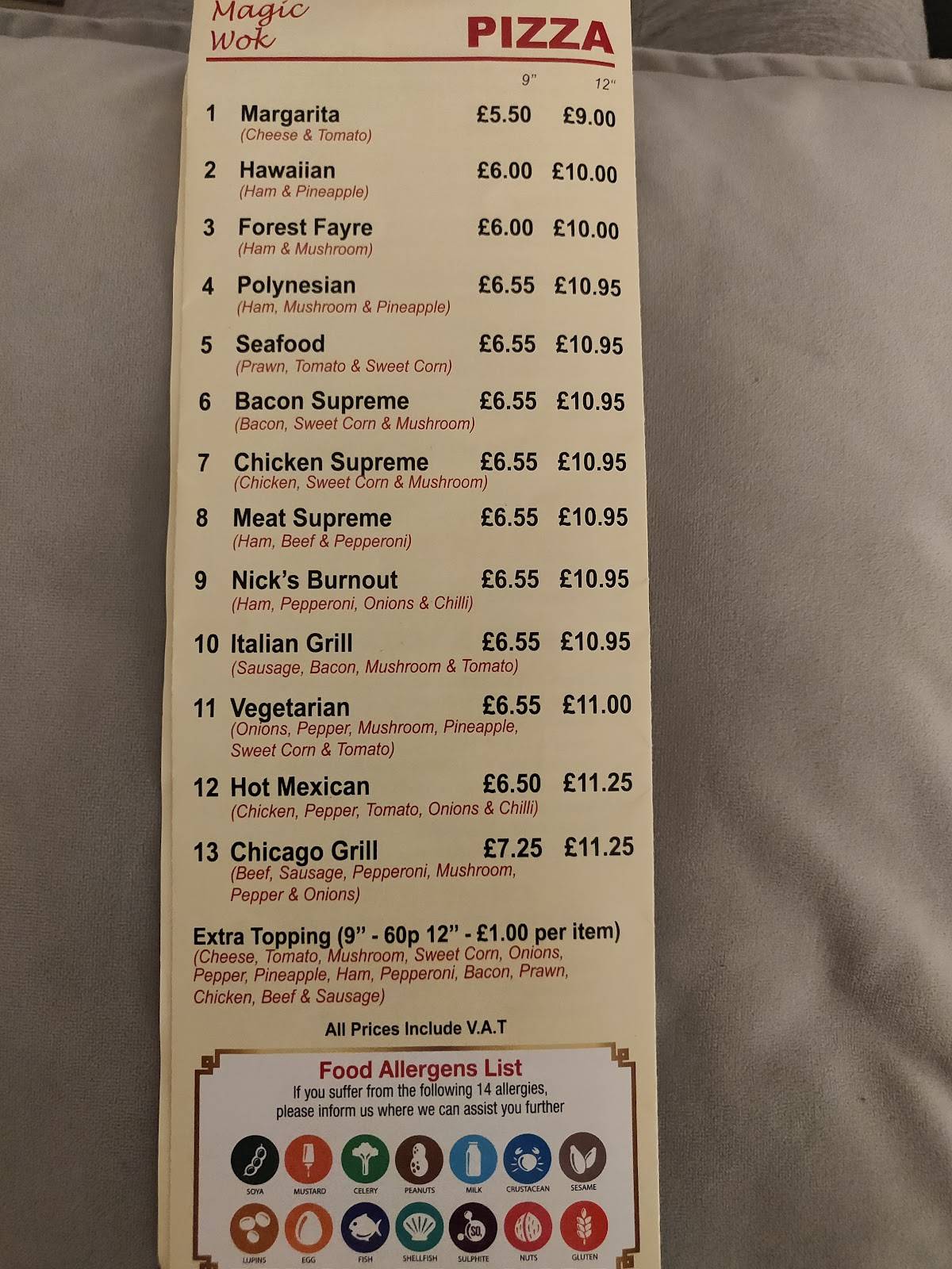 Menu at Magic Wok fast food, Cinderford