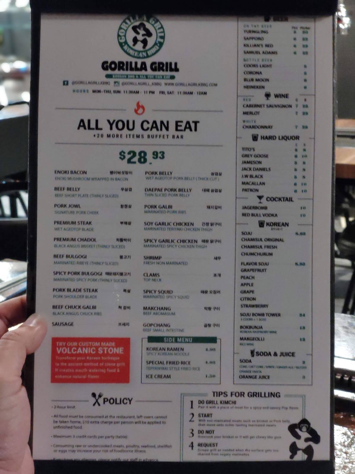 Menu at Gorilla Grill BBQ, Cliffside Park