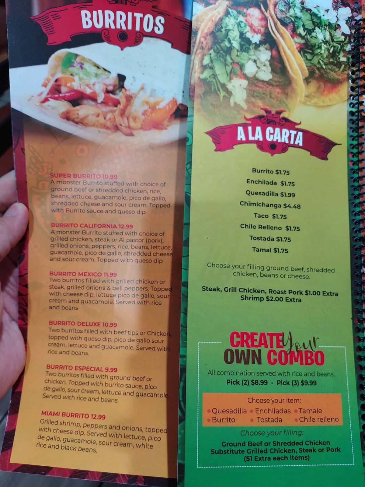 Menu at Coco's & Beer Authentic Mexican Grill restaurant, Columbia