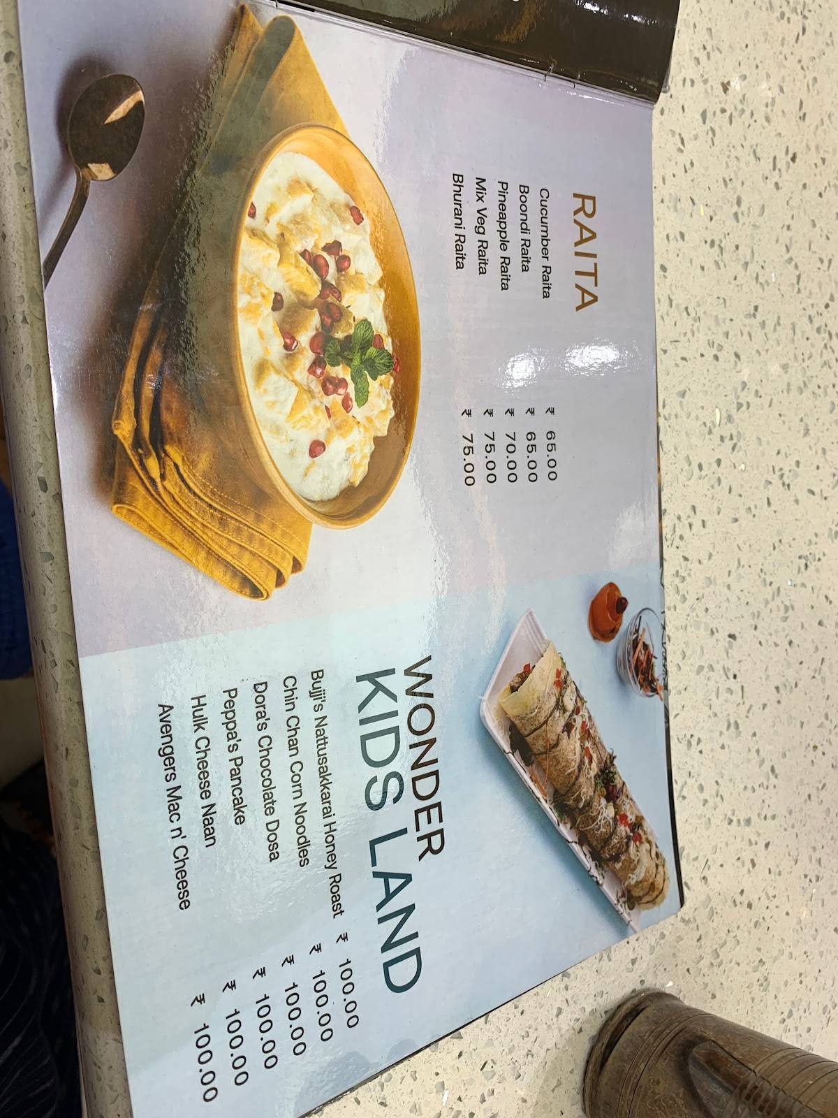 Menu at Nagerkovil Arya Bhavan, Coimbatore