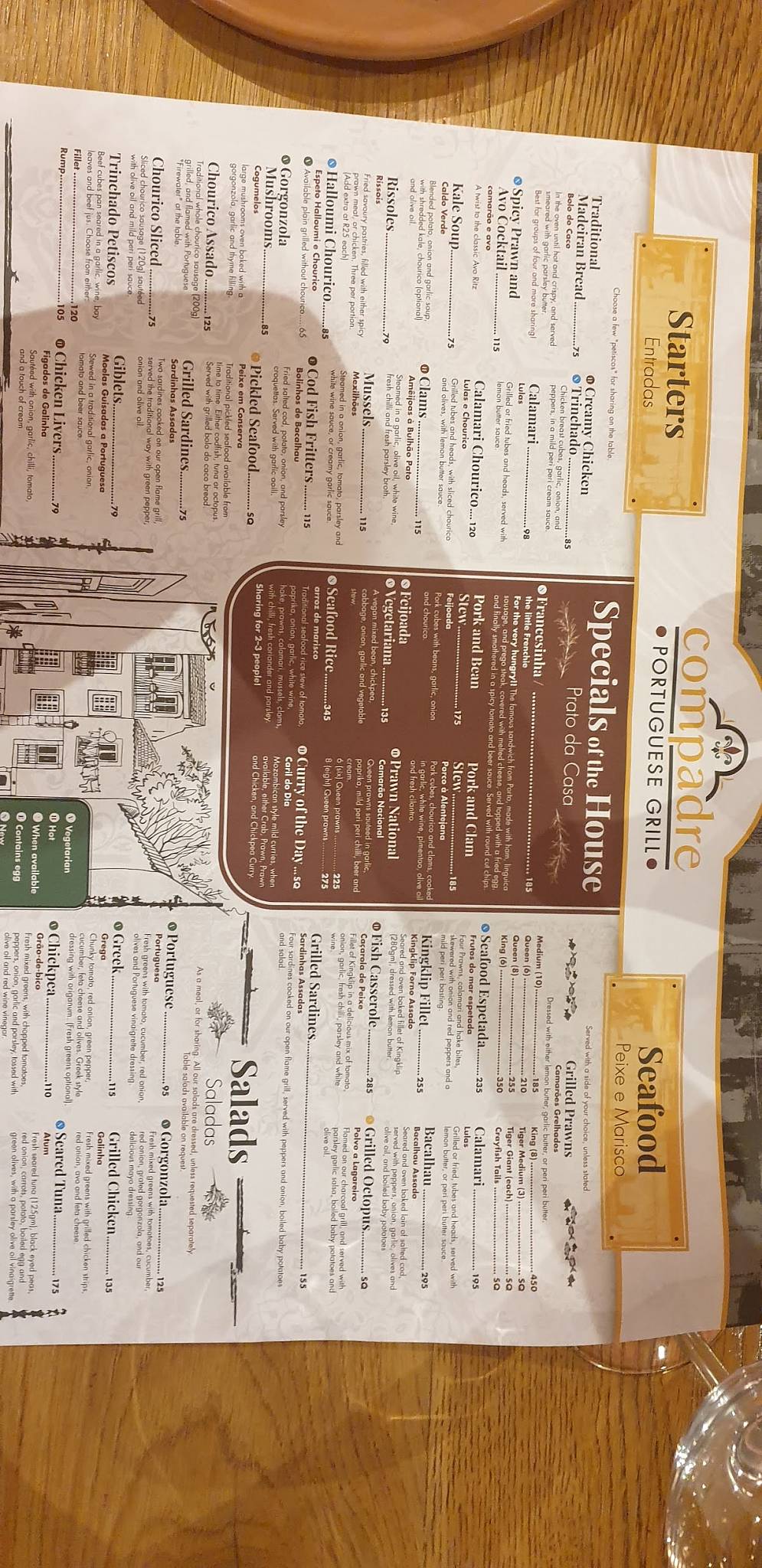 Menu at Compadre Portuguese Grill restaurant, Randburg