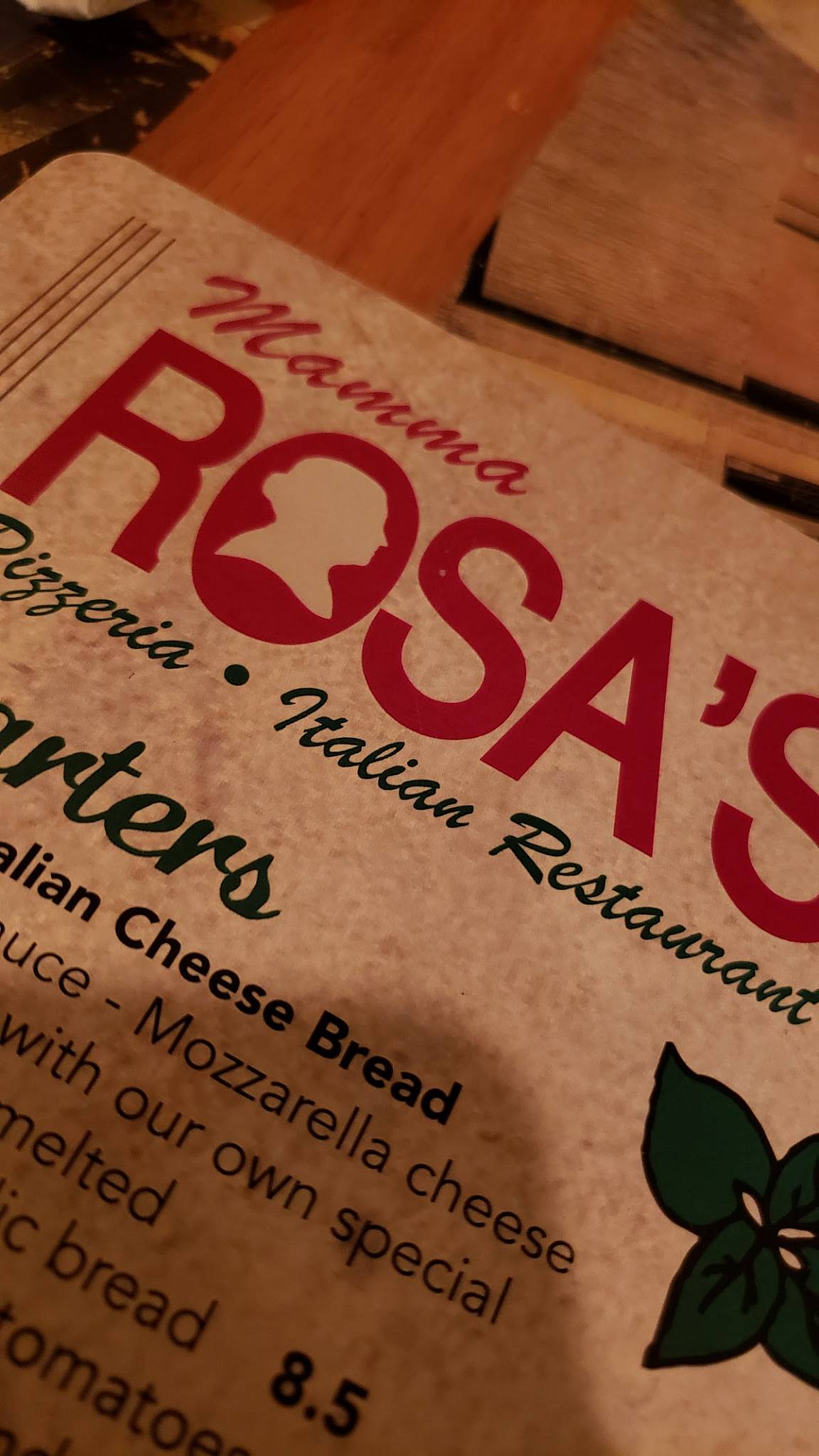 Menu at Mamma Rosa's Italian Restaurant, Cookeville