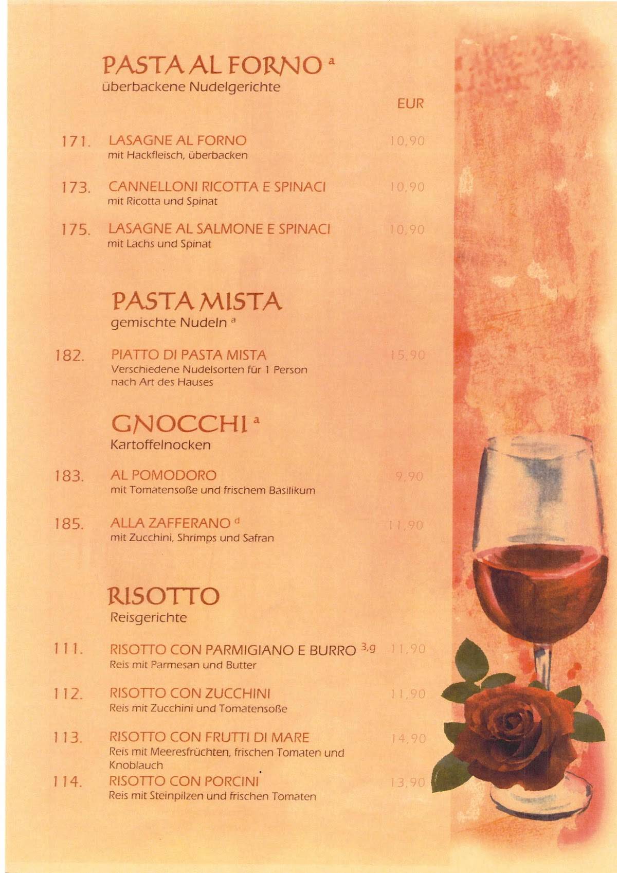 Speisekarte von Corte Della Rose restaurant, Kissing