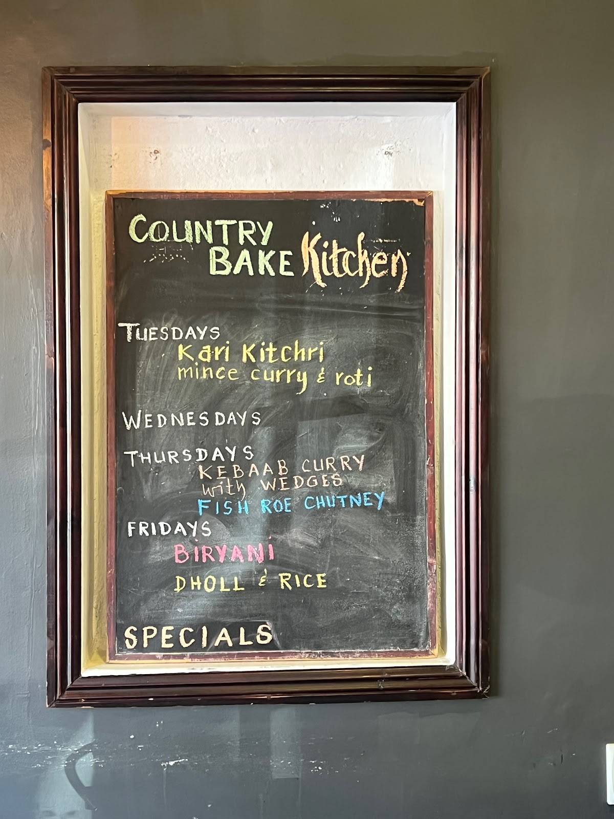 Menu at Country Bake restaurant, Durban, 185 Musgrave Rd