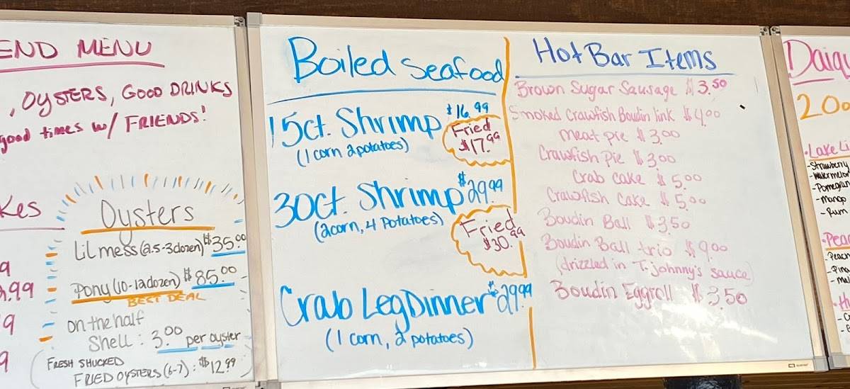 Menu at T-Johnny's Seafood and Cajun Market restaurant, Coweta