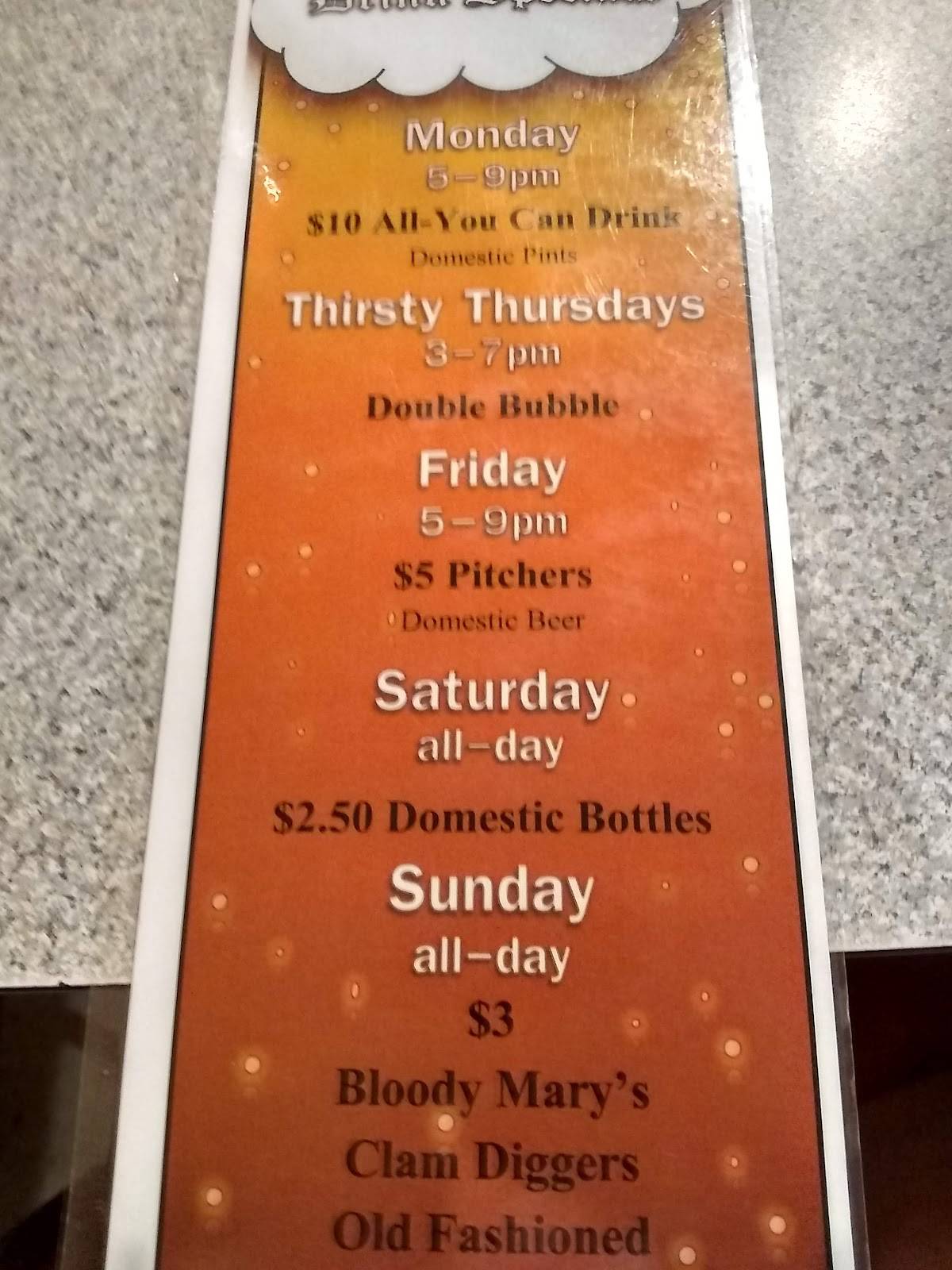 Menu at Crow Bar & Grill, Mishicot