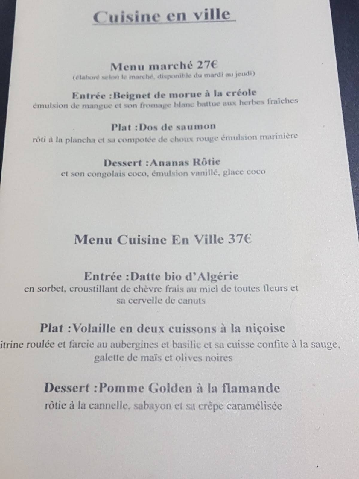Menu au Cuisine En Ville by Karim Boukhari restaurant, Villeurbanne