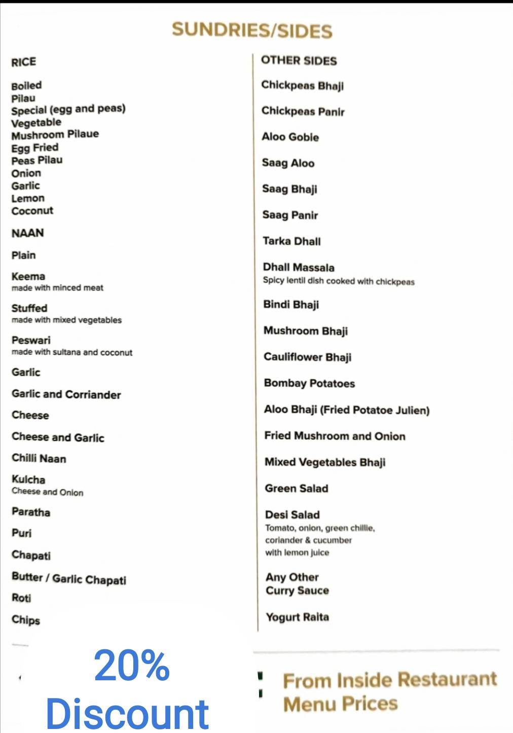 Menu at Anaz restaurant, Darwen, 110