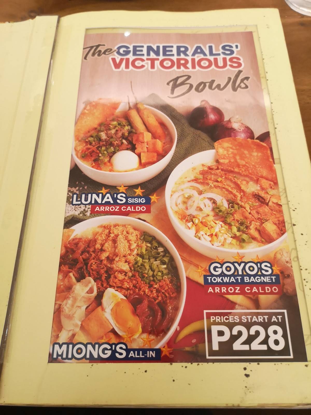 Menu at Dekada, Historic Filipino Cuisine restaurant, Makati