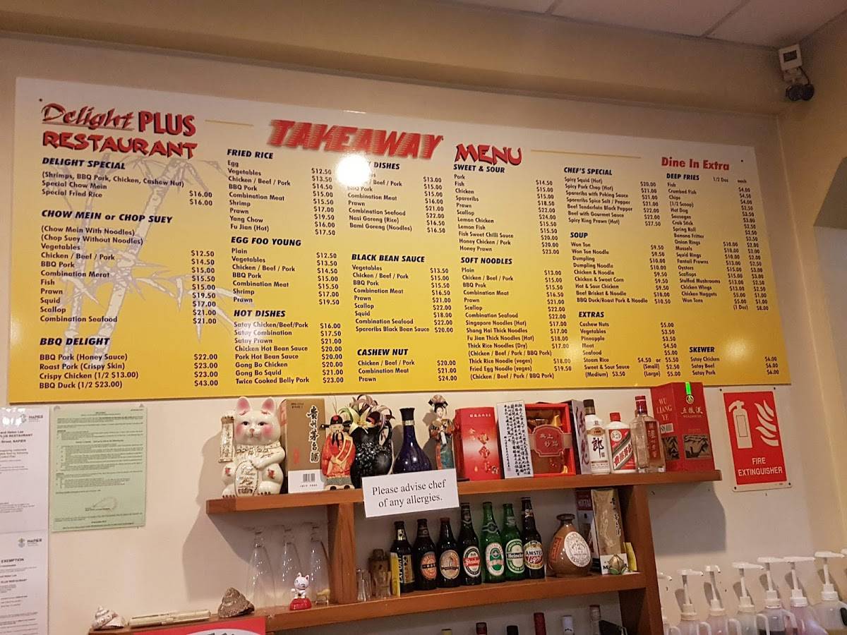 Menu at Delight Plus Chinese Restaurant, Napier