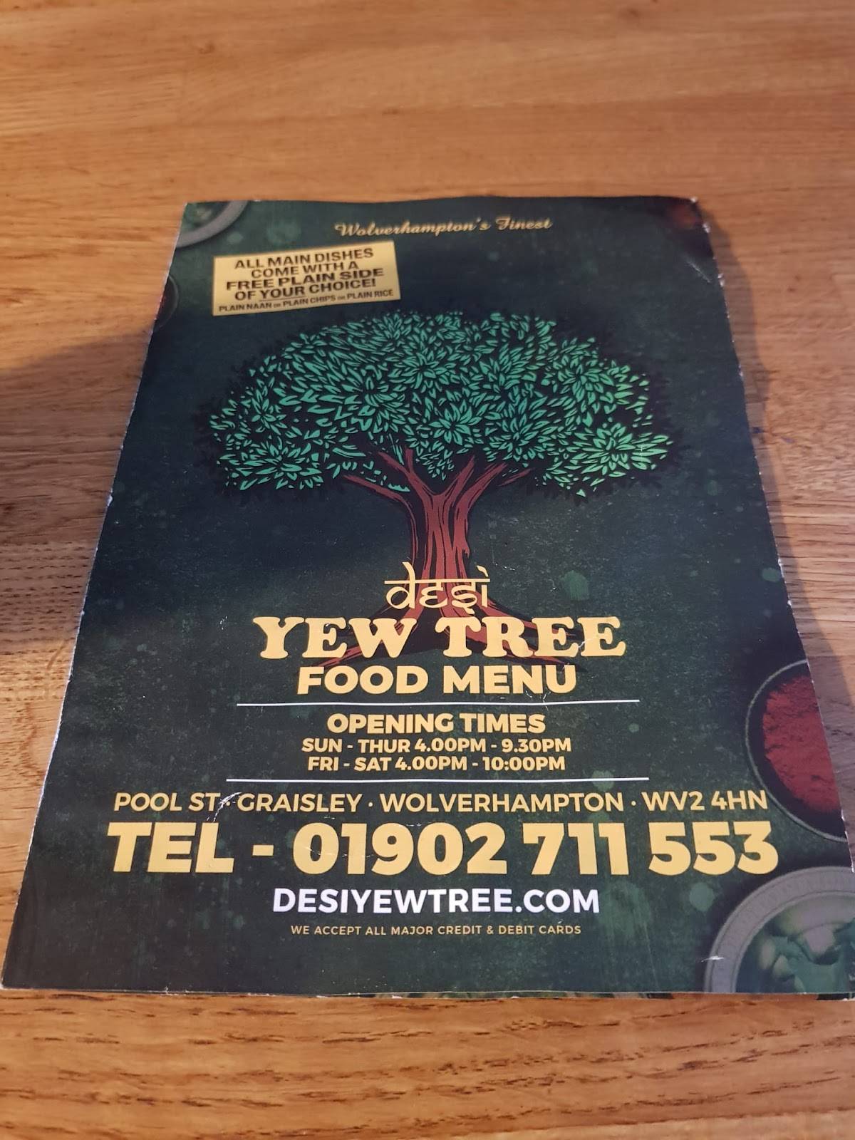 Menu at Desi Yew Tree pub & bar, Wolverhampton