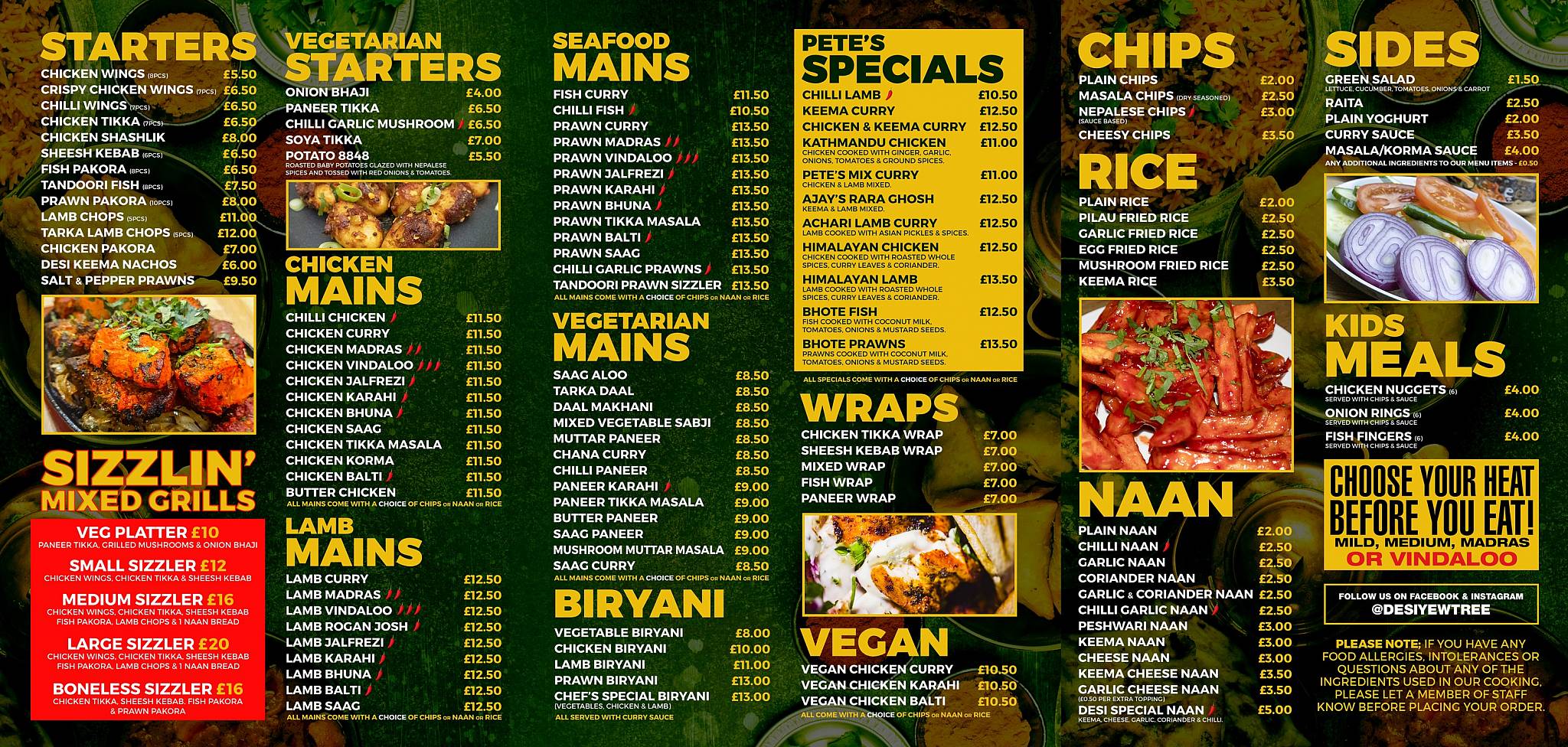 Menu at Desi Yew Tree pub & bar, Wolverhampton