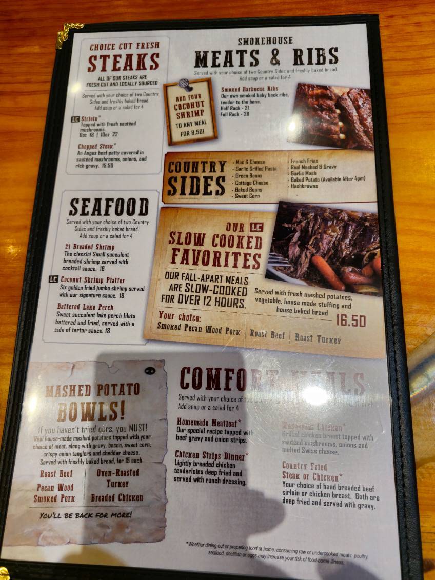 Menu at Log Cabin Family Restaurant, Baraboo, 8th St