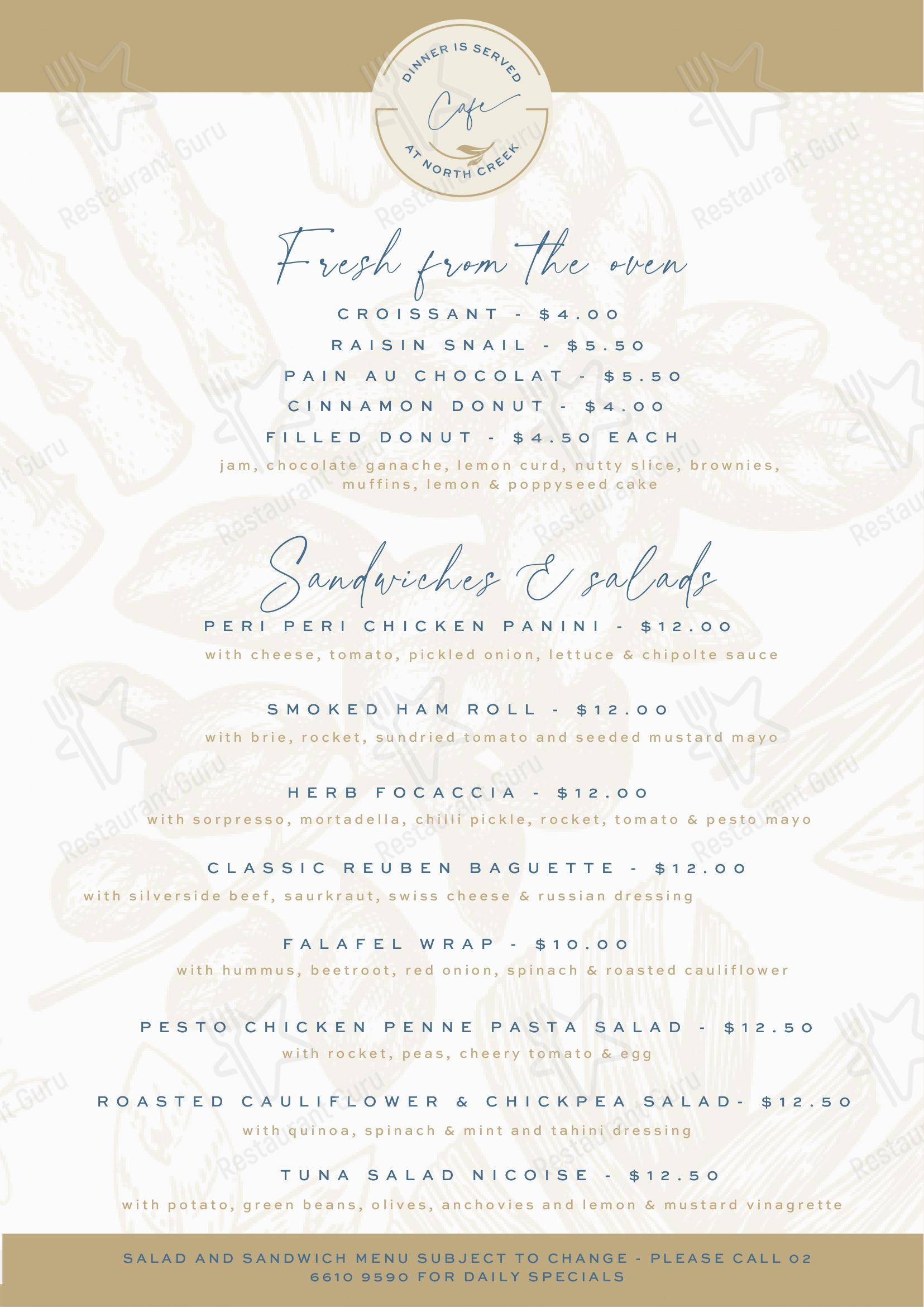 Menu at Dinner Is Served cafe, Ballina