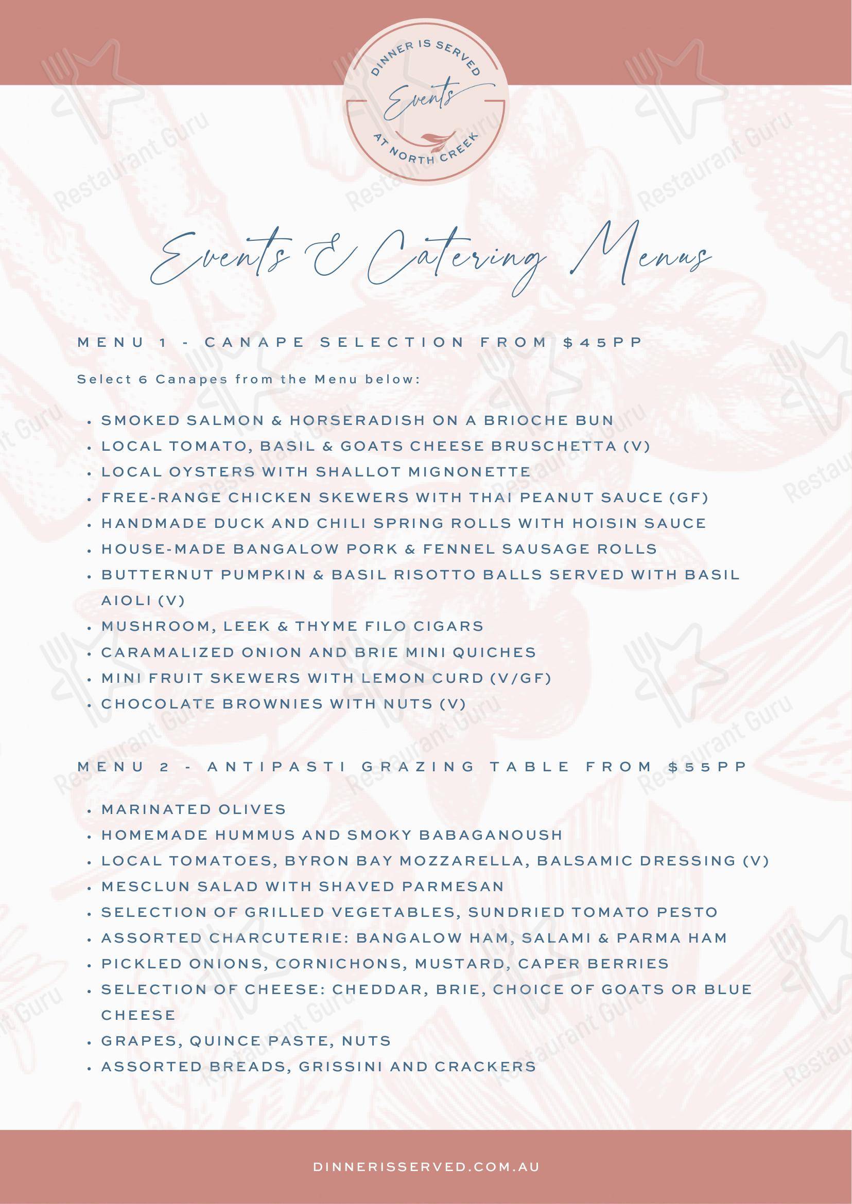 Menu at Dinner Is Served cafe, Ballina