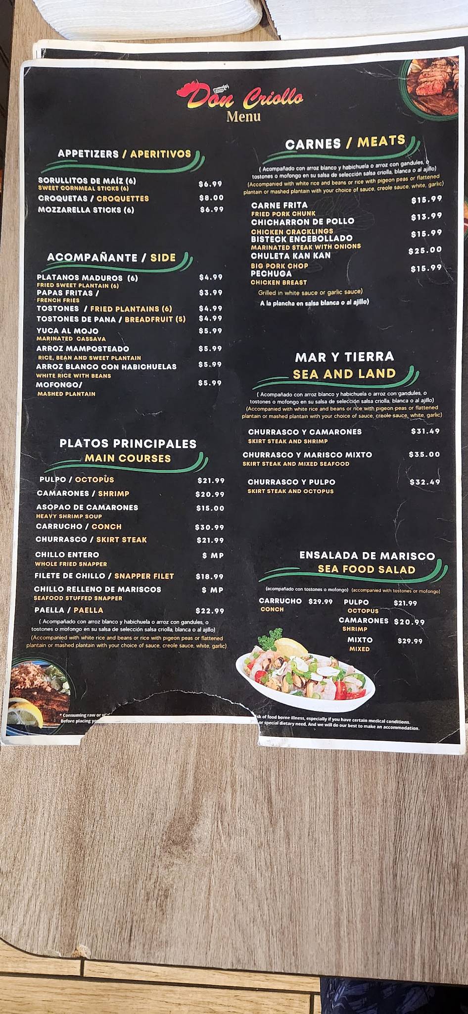 Menu at Don Criollo Bakery & Restaurant, Haines City