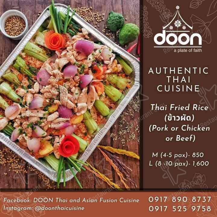 Menu at Doon Thai and Asian Fusion Cuisine (Malate) restaurant, Manila