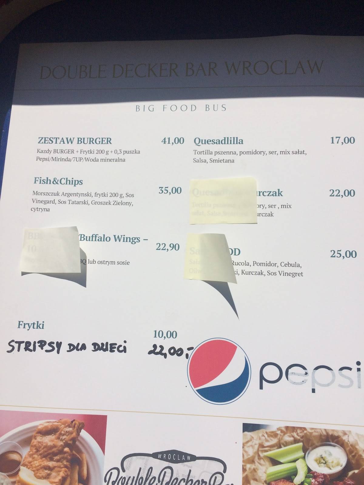 Menu at Double Decker Bar Wrocław Angielski Autobus, Wrocław ...