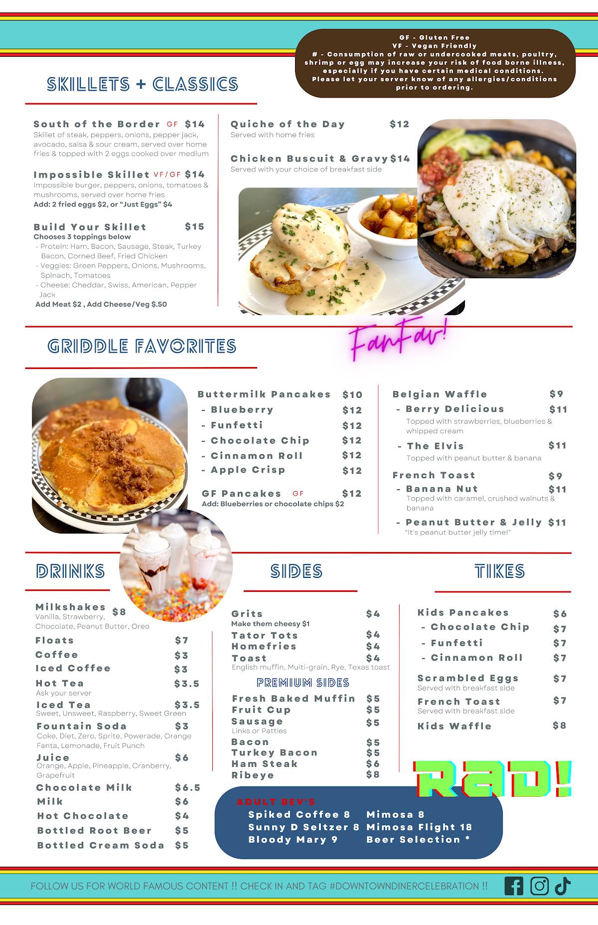Menu at Downtown Diner Celebration restaurant, Celebration
