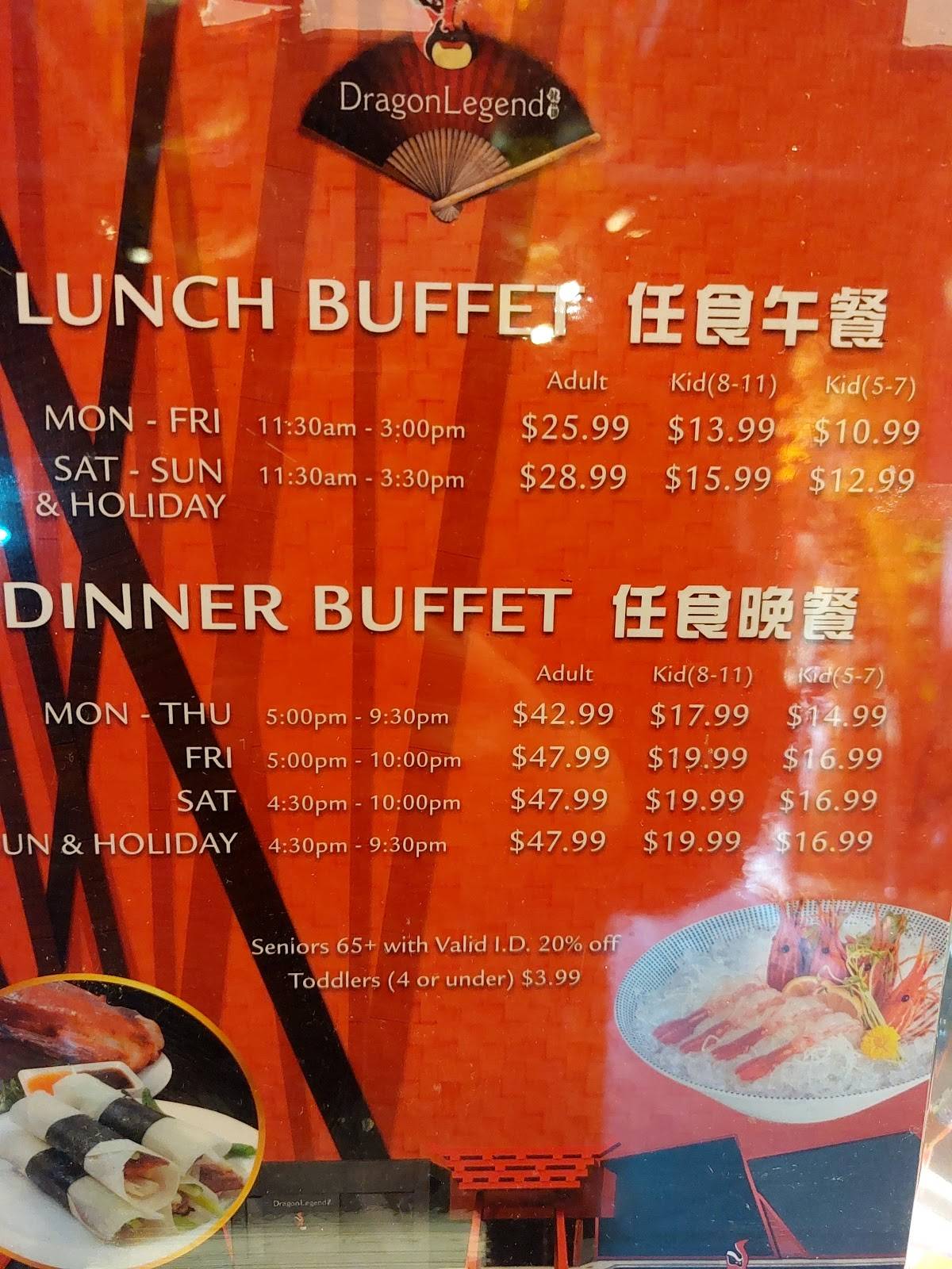 Menu at Dragon Legend restaurant, Markham