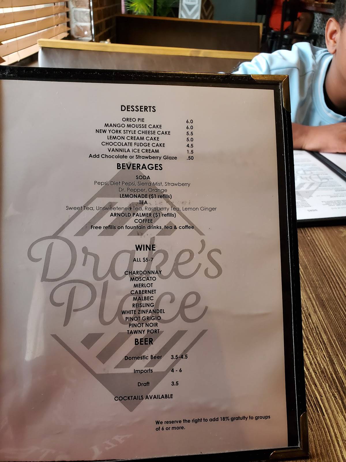 Menu at Drake's Place Restaurant & BBQ Smokehouse, Ferguson